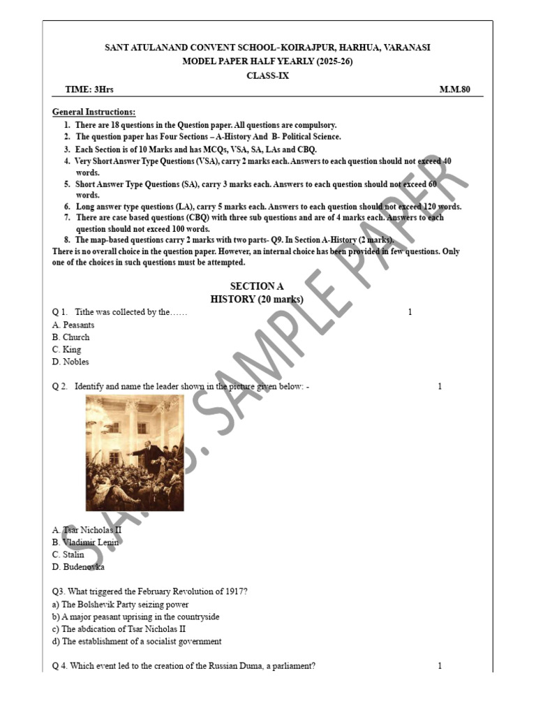 9TH Social Science Model Paper | PDF | Democracy | Political Ideologies