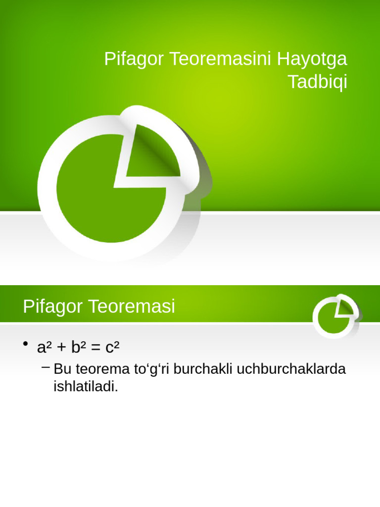Pifagor Teoremasi Hayotga Tadbiq | PDF