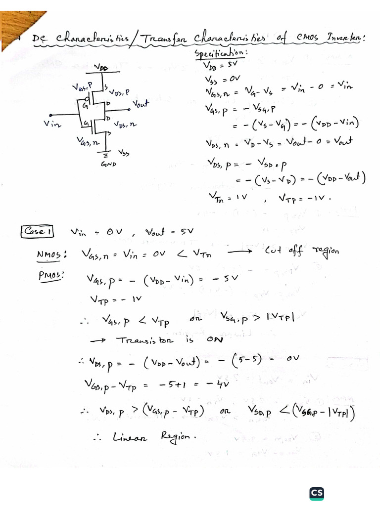 DC Characteristics of CMOS Inverter (1) | PDF