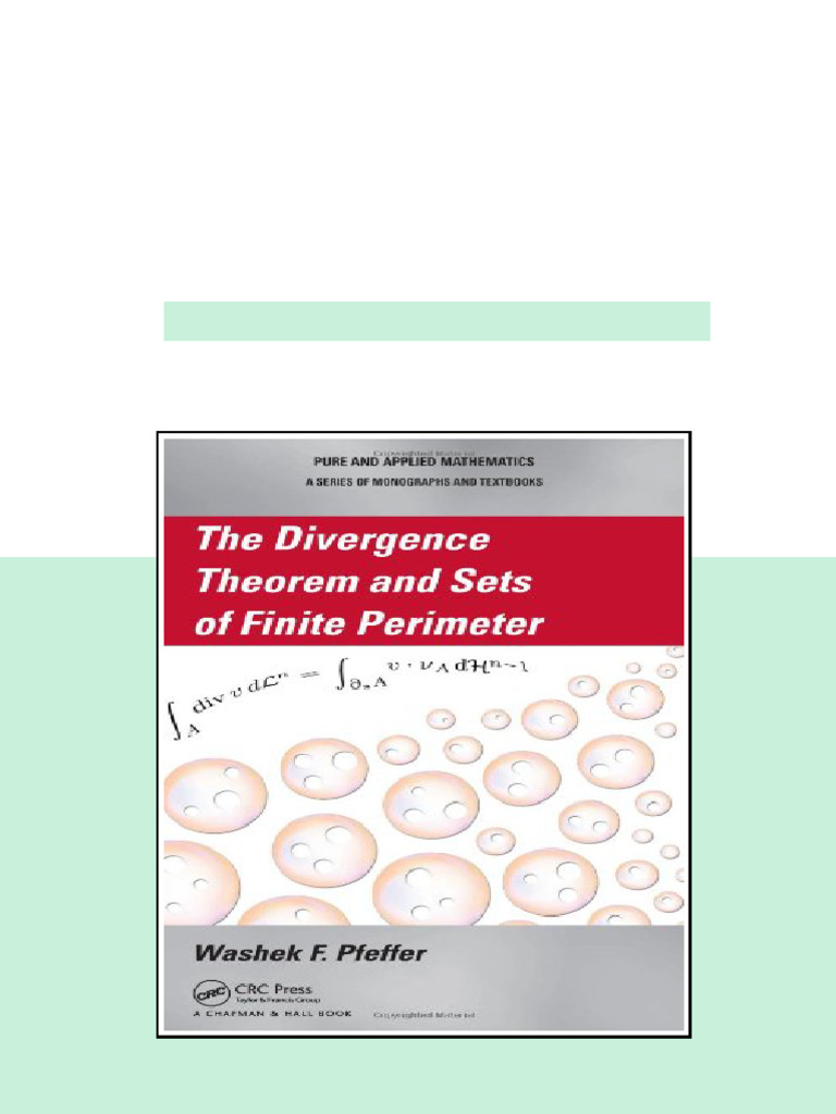 The Divergence Theorem and Sets of Finite Perimeter 1st Edition Washek ...