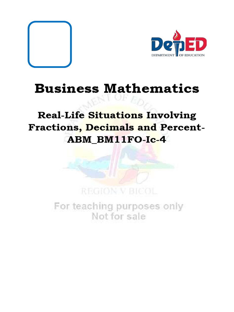 Business Mathematics: Quarter 1, Week 2-Module 2 | PDF | Prices | Interest