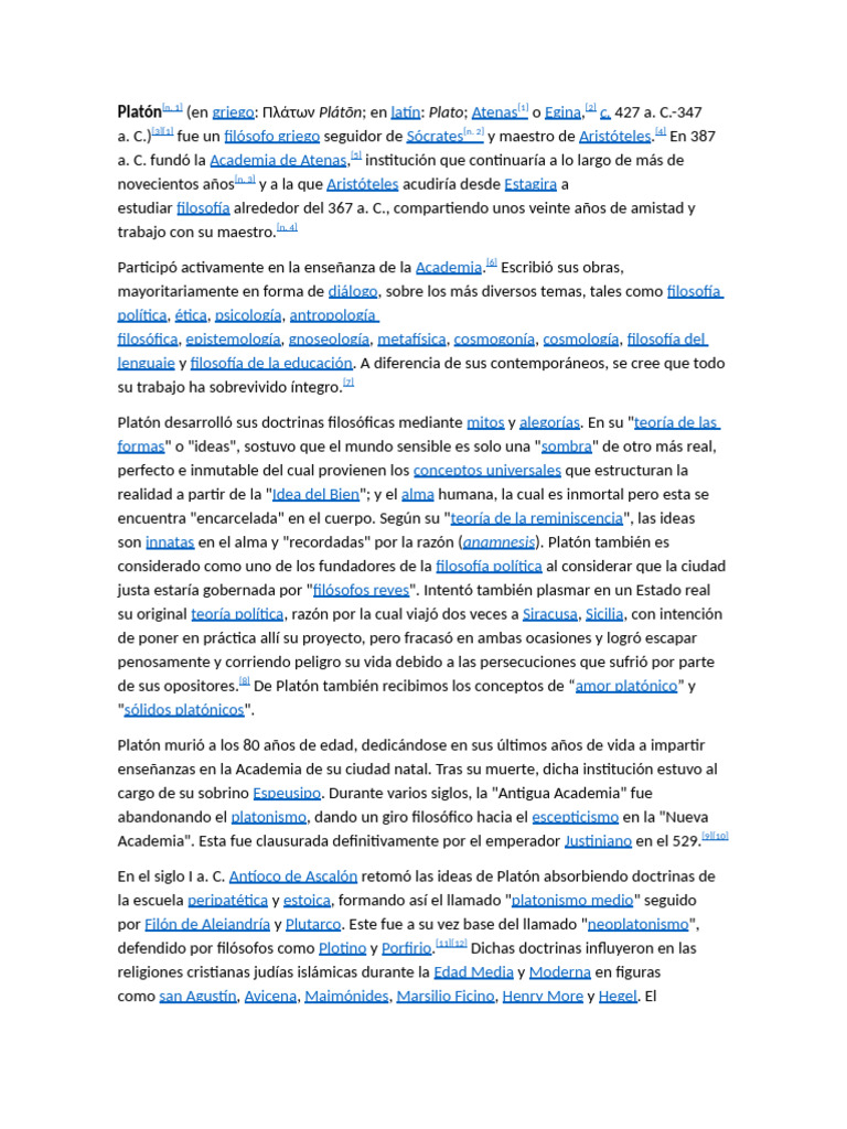 Vida y Filosofía de Platón | PDF | Platón | Sócrates