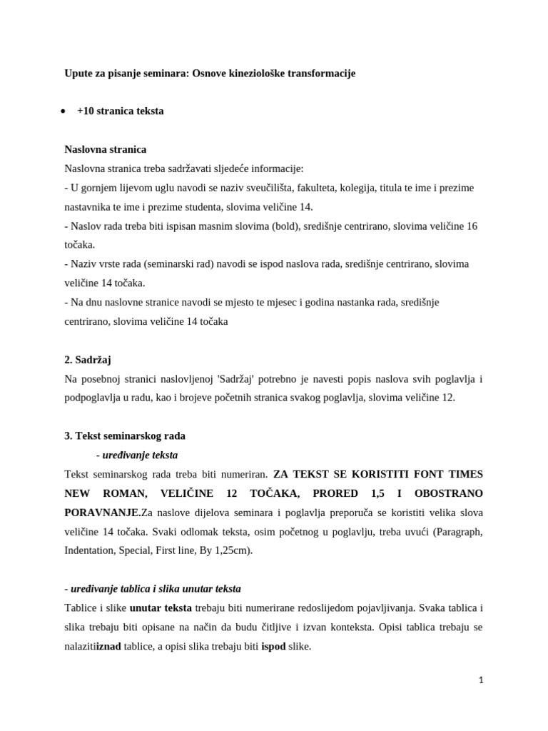 Upute Za Pisanje Seminara OKT | PDF
