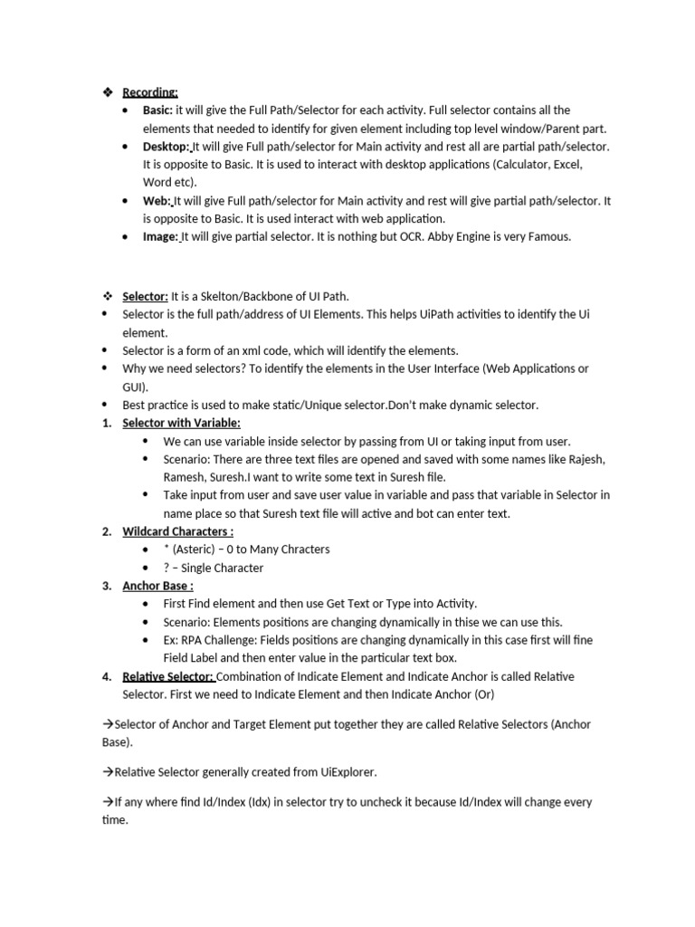 Understanding UI Path Selectors and Recording | PDF | User Interface ...