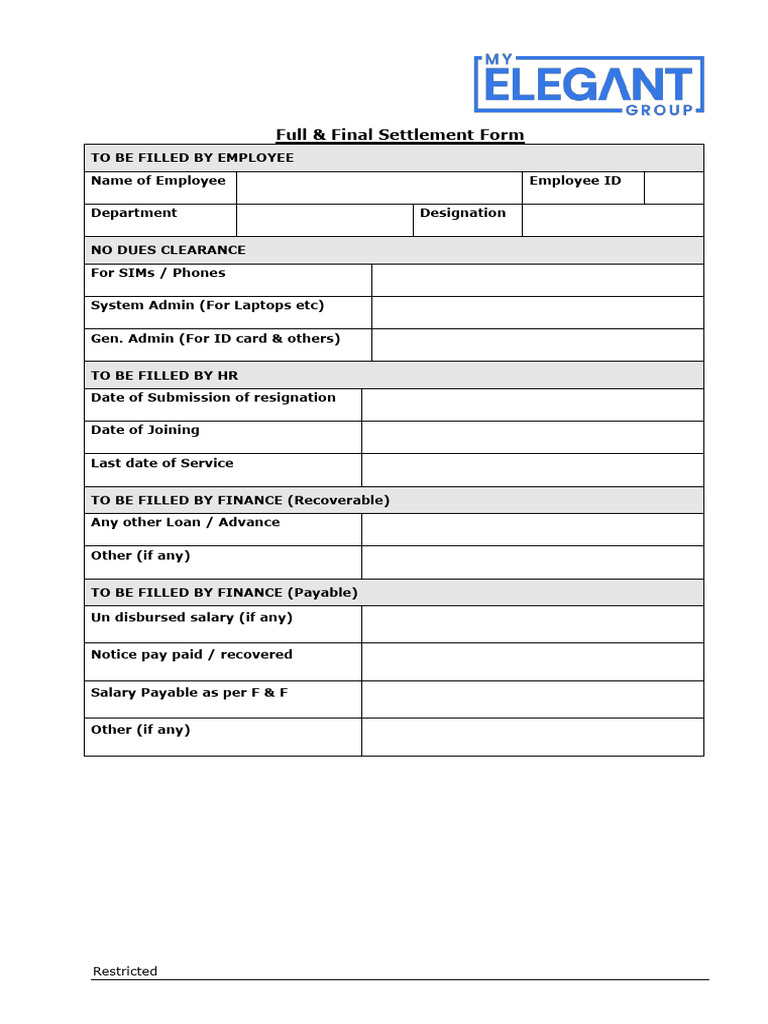 Full N Final Settlement Form | PDF