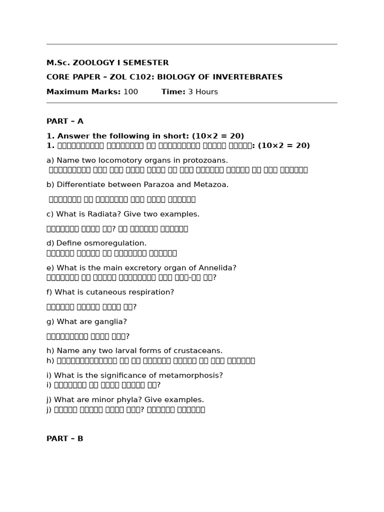 Invertebrate Biology: M.Sc. Zoology Syllabus | PDF | Mollusca ...