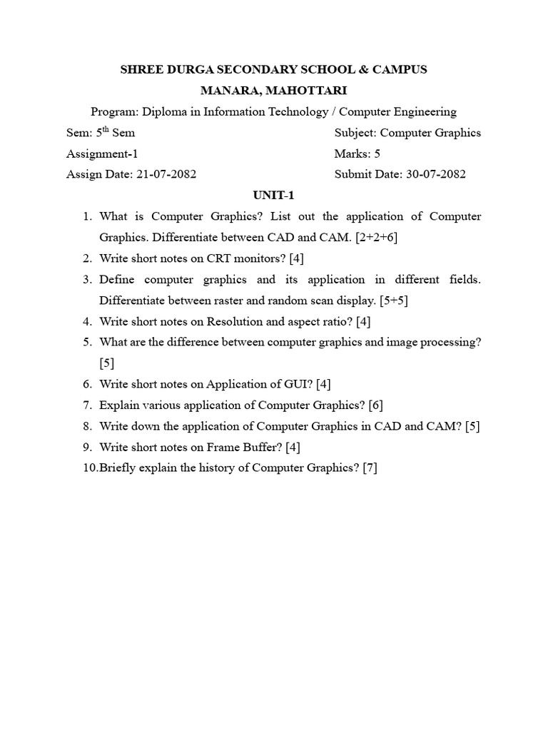 Assignment-1 Computer Graphics | PDF