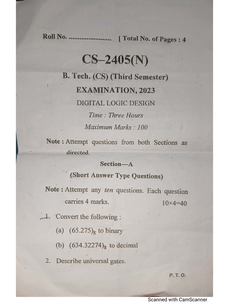 COA 2023 Question Paper BU Jhansi | PDF