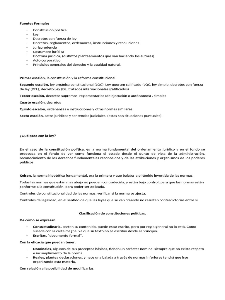 Fuentes Formales del Derecho y su Jerarquía | PDF | Constitución ...