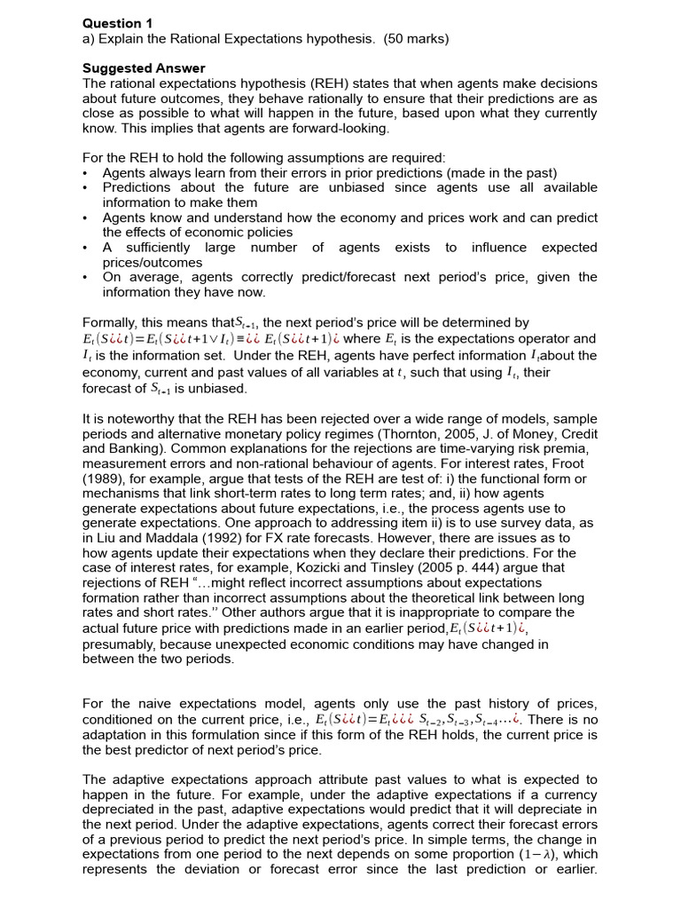 Understanding Rational Expectations Hypothesis | PDF | Rational ...