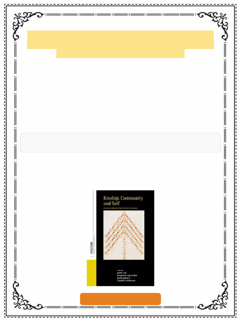 Kinship Community and Self Essays in Honor of David Warren Sabean 1st ...