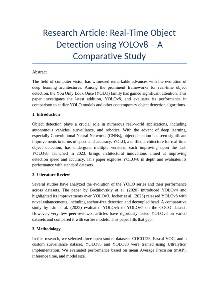 YOLOv8 Object Detection Research Paper | PDF | Deep Learning | Learning