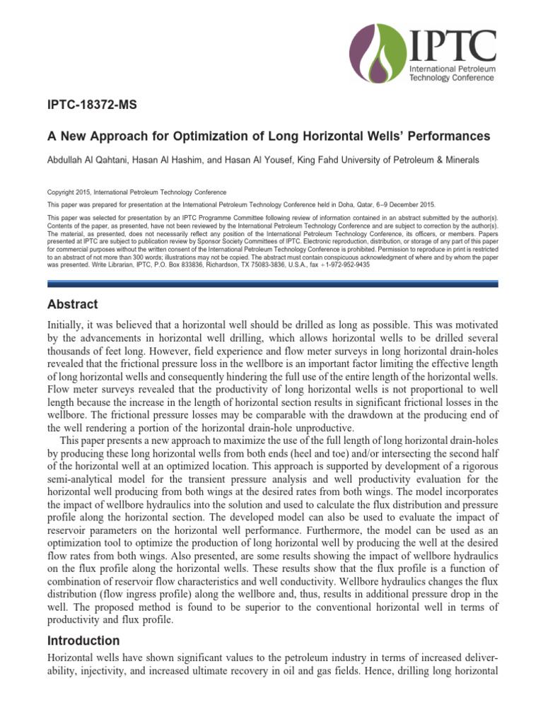 Optimizing Long Horizontal Well Performance | PDF | Petroleum Reservoir ...