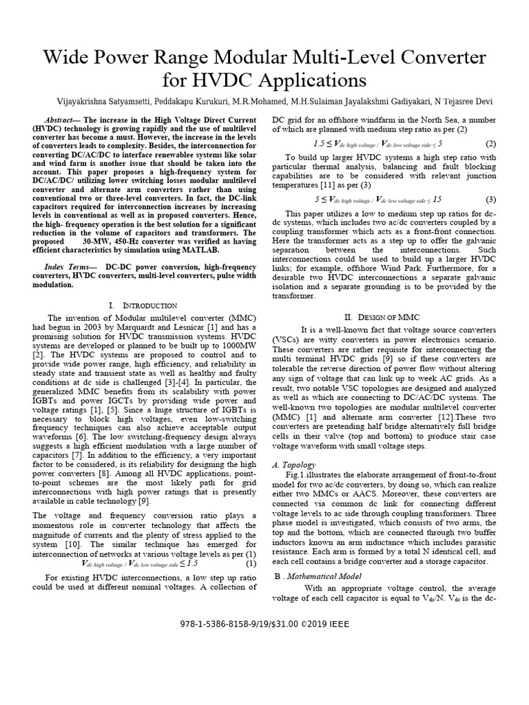 [HVDC]Wide Power Range Modular Multi-Level Converter for HVDC ...