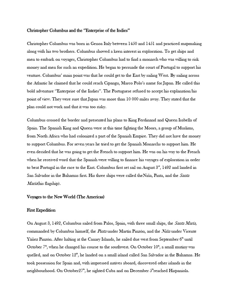 Columbus and the Enterprise of the Indies | PDF | Voyages Of ...