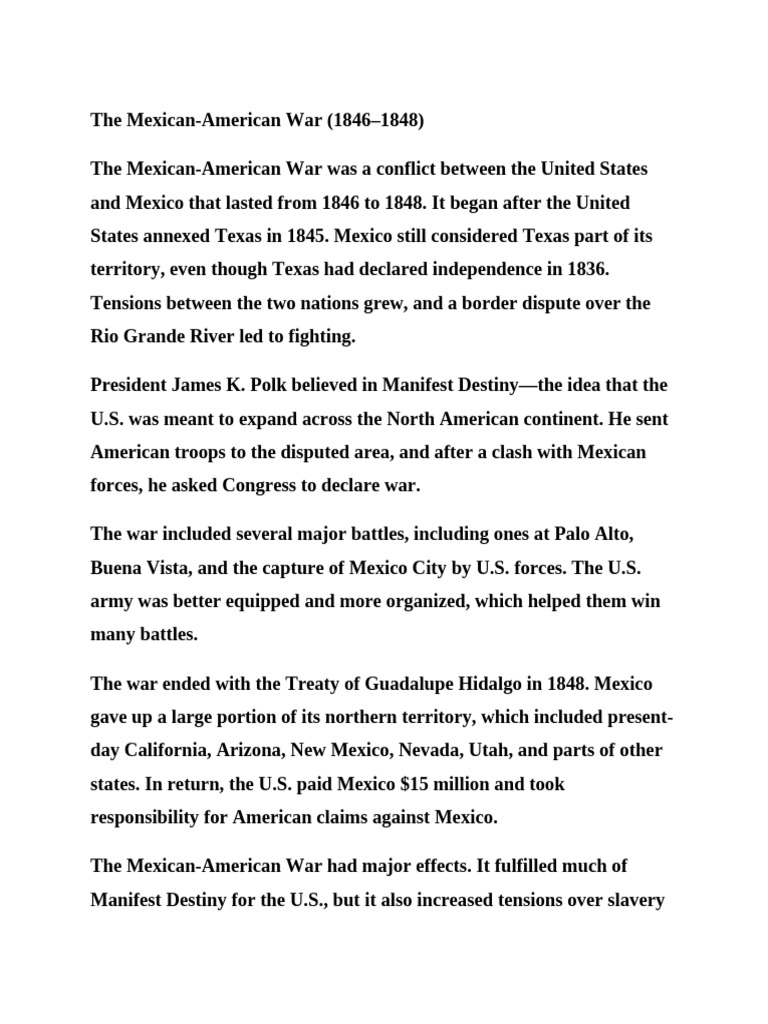 Causes and Effects of the Mexican-American War | PDF | Mexican–American ...