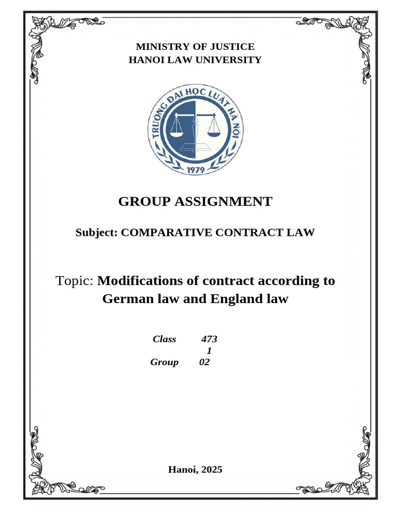 Contract Modifications: German vs. English Law | PDF | Consideration ...