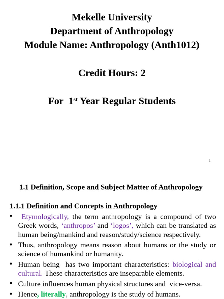 Anthropology - Unit One | PDF | Anthropology | Field Research