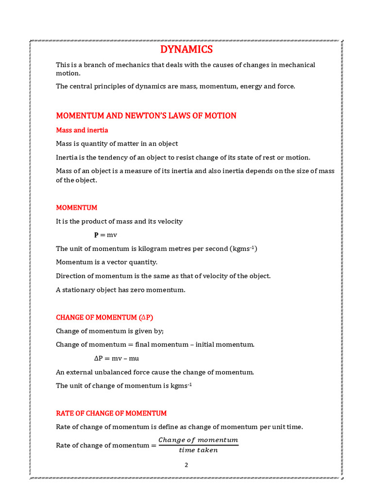 Dynamics: Momentum and Newton's Laws | PDF | Force | Drag (Physics)