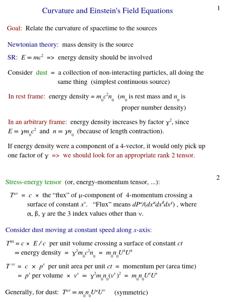Curvature and Einstein's Field Equations | PDF | Tensor | Mathematical ...