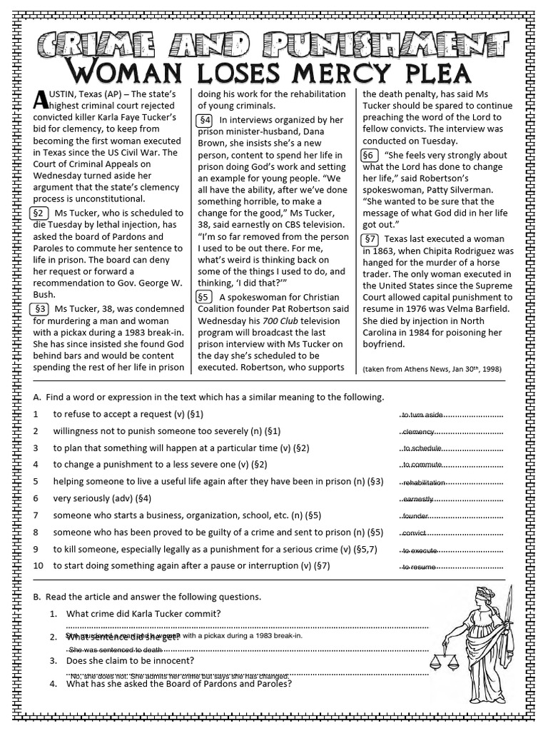 Crime and Punishment The Death Penalty Conversation Topics Dialogs ...