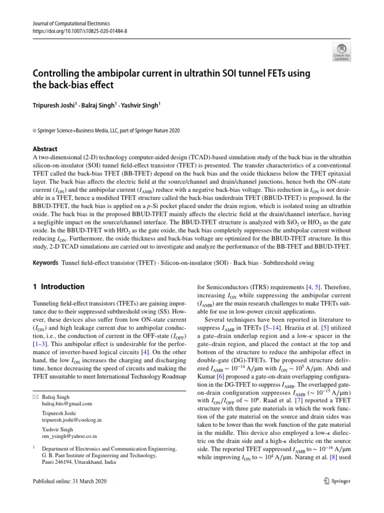 7-Controlling The Ambipolar Current in Ultrathin SOI Tunnel FETs Using ...