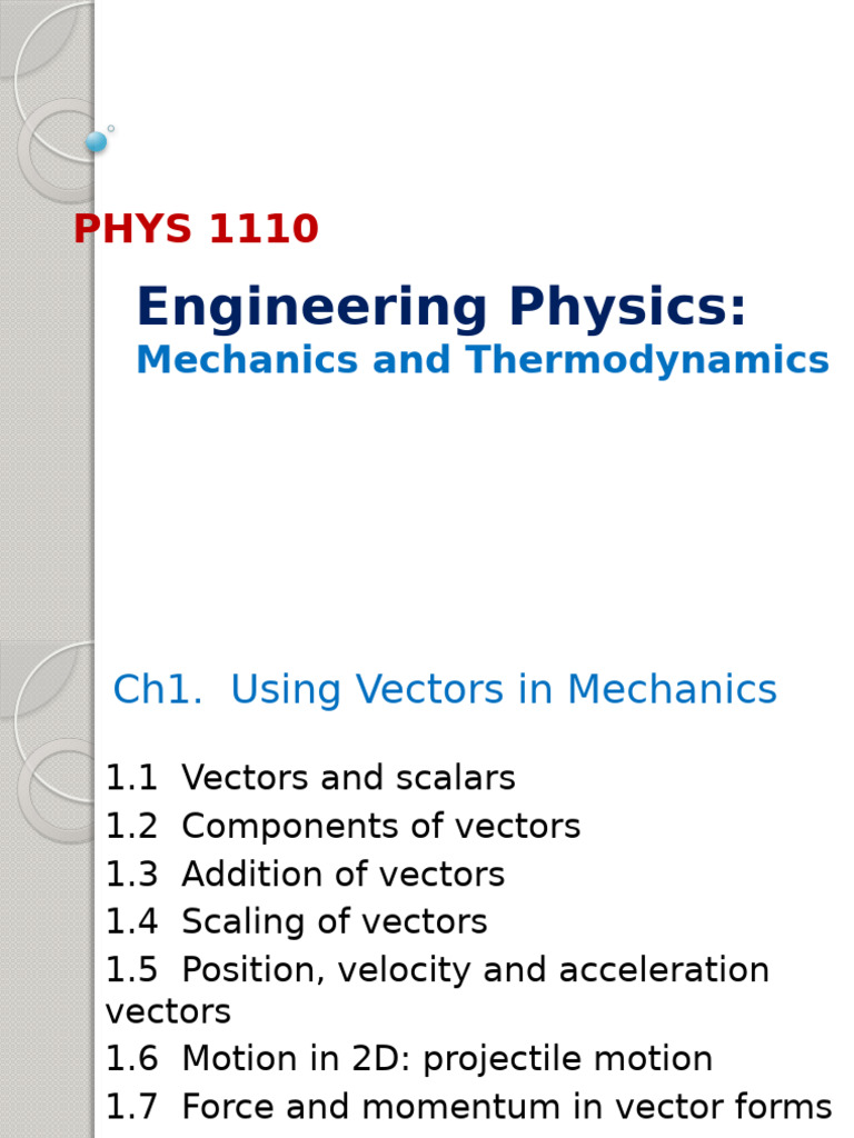 Vectors in Mechanics and Thermodynamics | PDF | Acceleration ...