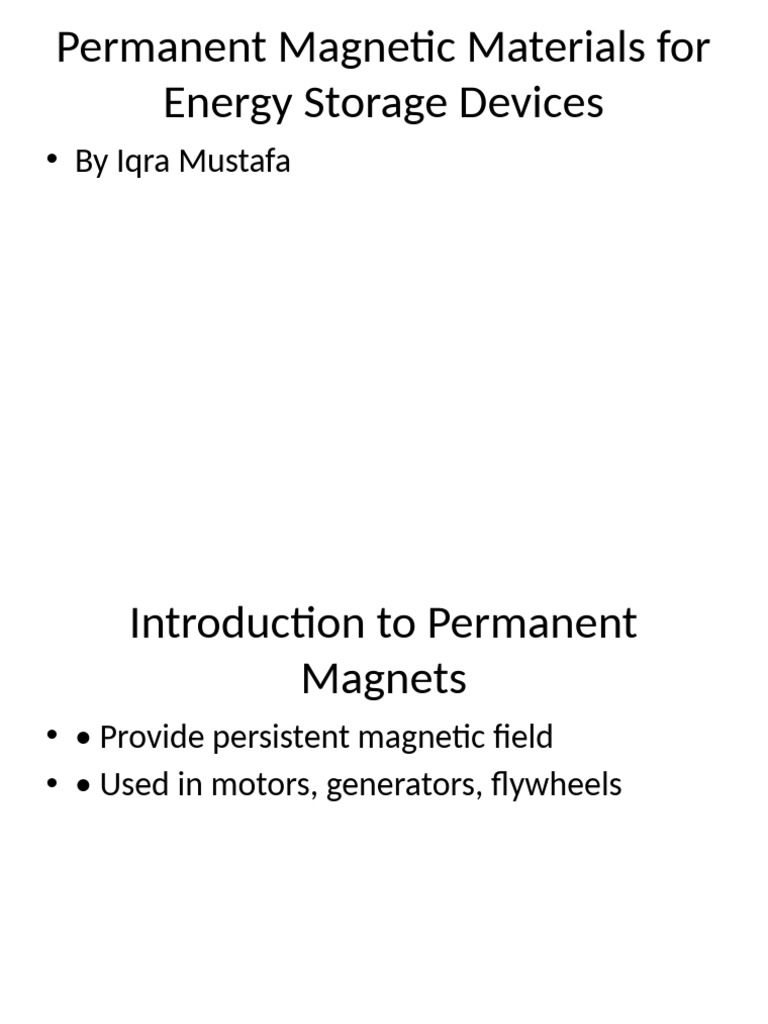 Permanent Magnets Energy Storage Expanded | PDF