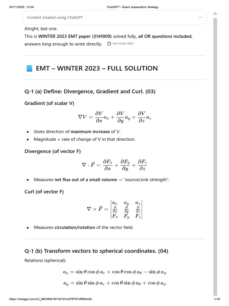 EMT Paper 5 | PDF | Coordinate System | Electromagnetism