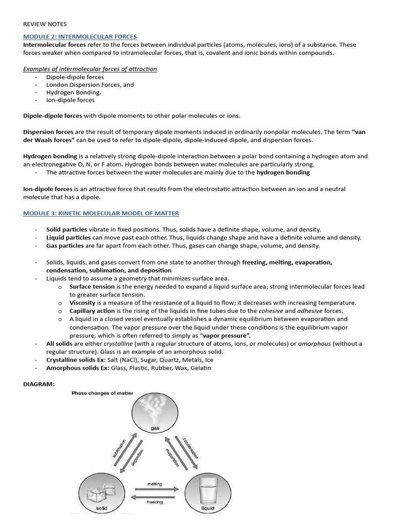 Intermolecular Forces and Matter States | PDF | Intermolecular Force ...