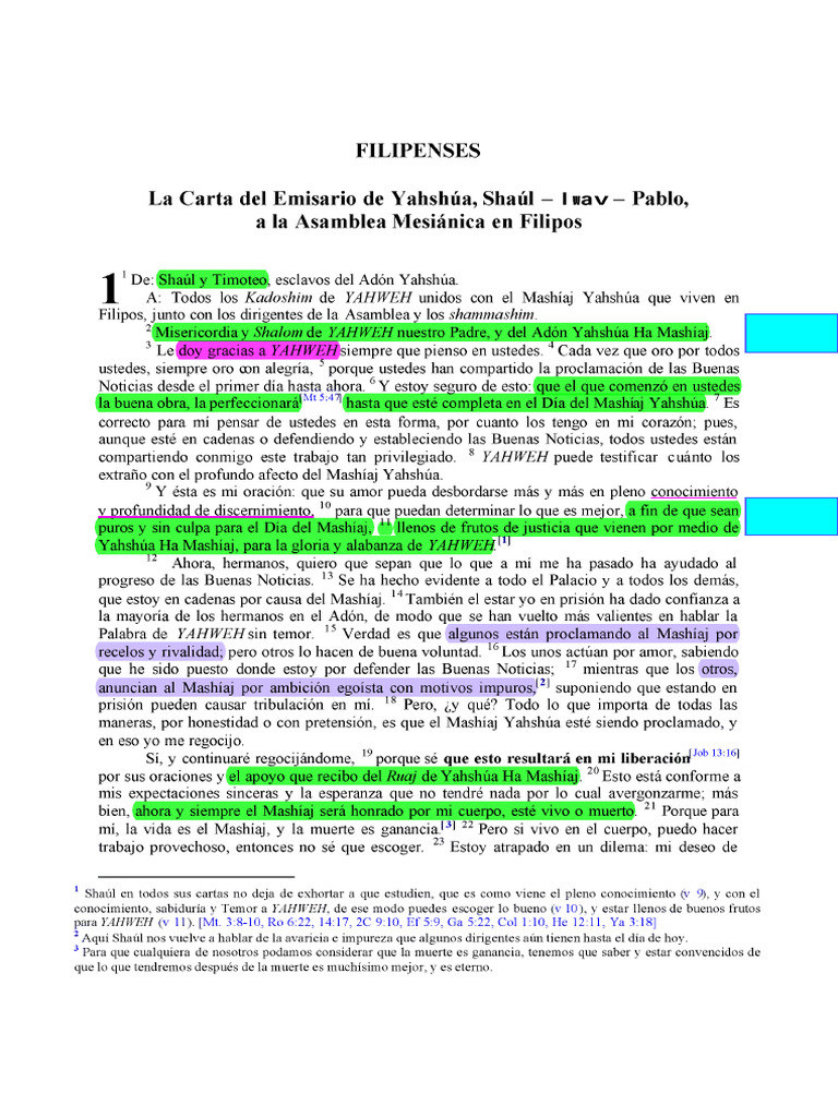Carta de Shaúl a Filipenses: Fe y Unidad | PDF | Amor | Salvación