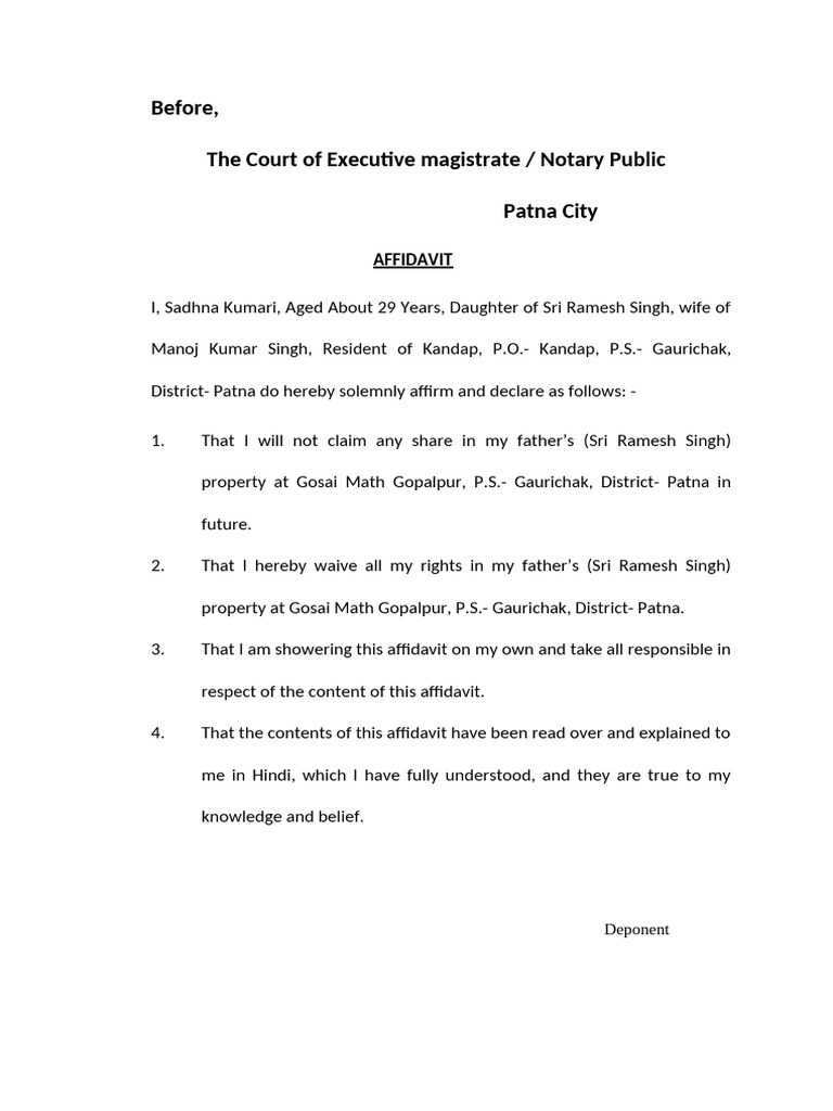 Affidavit Lib No Objection | PDF