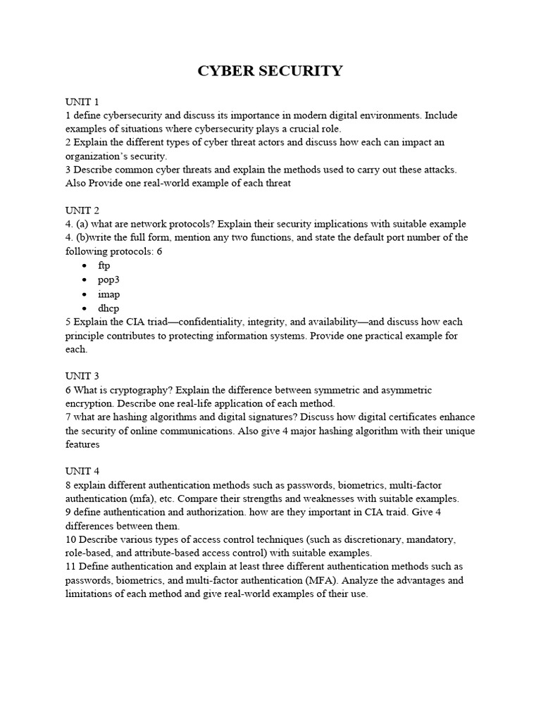 CYBER SECURITY Syllabus | PDF | Security | Computer Security