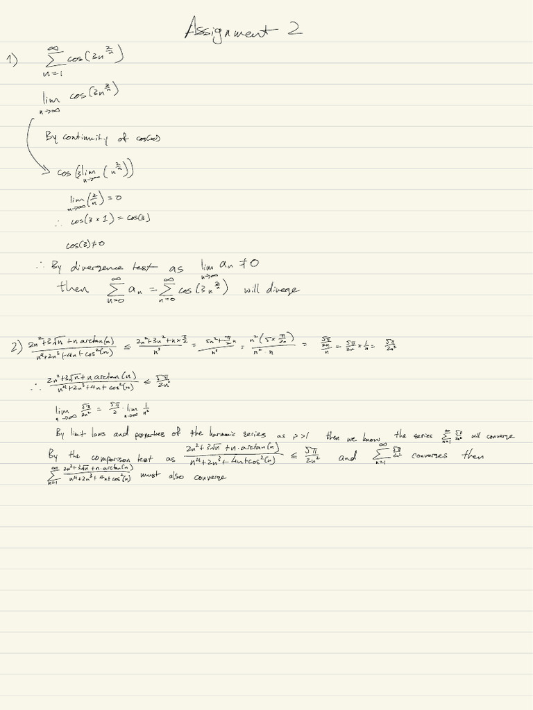 Limit and Series Convergence Analysis | PDF