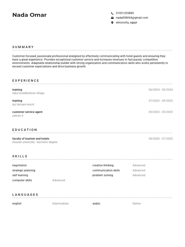 Customer Service Professional Resume | PDF