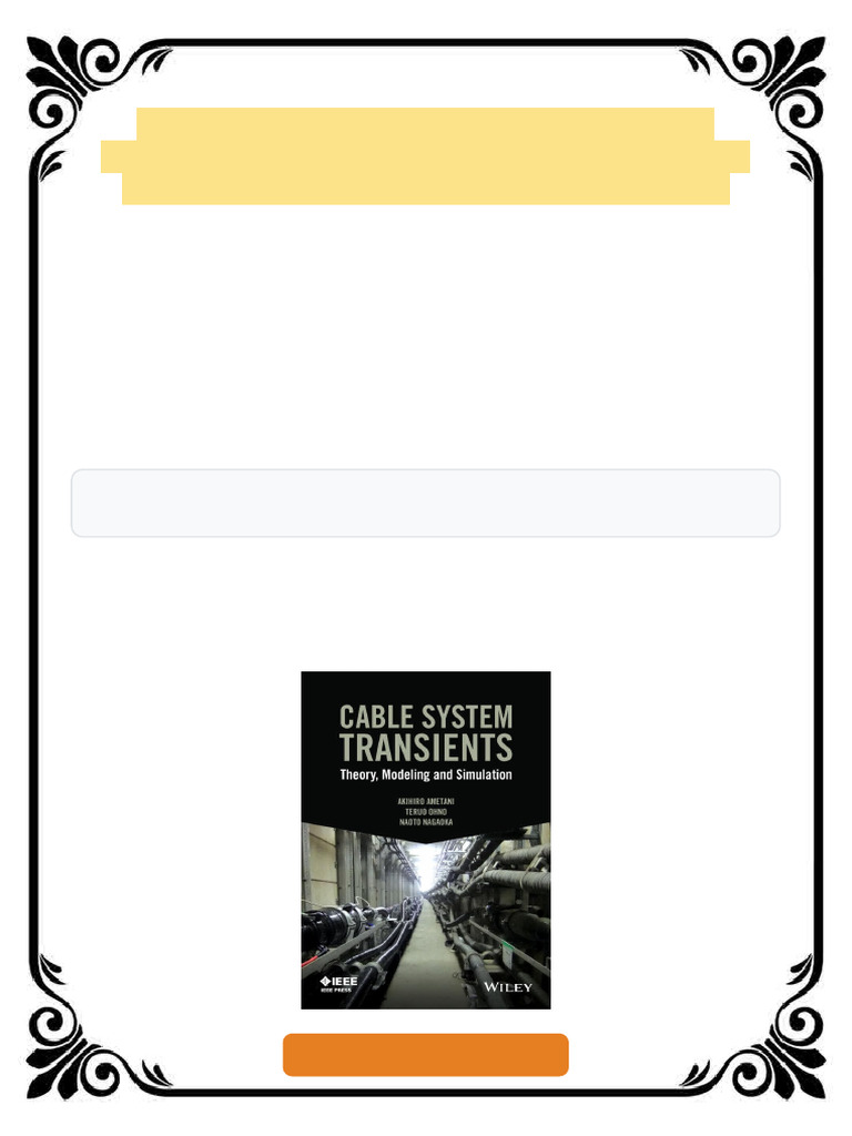 Cable System Transients Theory Modeling and Simulation 1st Edition ...