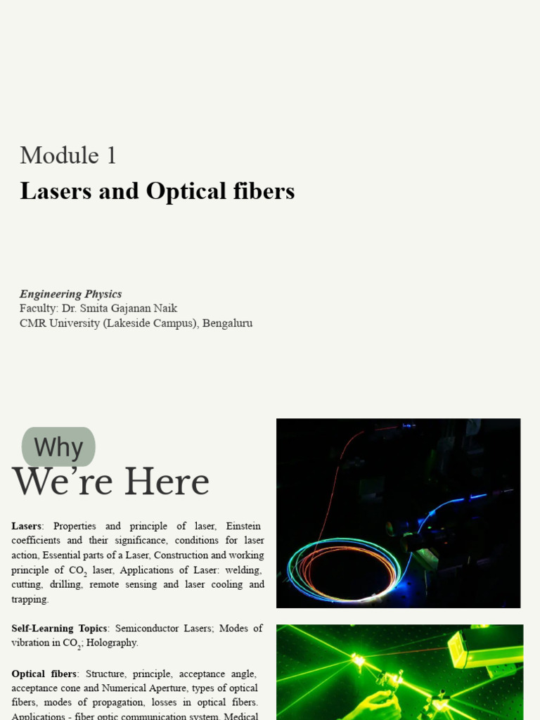 Lasers and Optical Fibers Overview | PDF | Optical Fiber | Laser