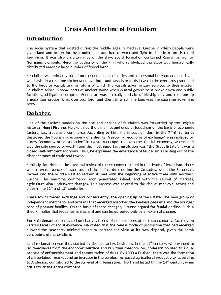 Decline of Feudalism in Medieval Europe | PDF | Feudalism | Peasant