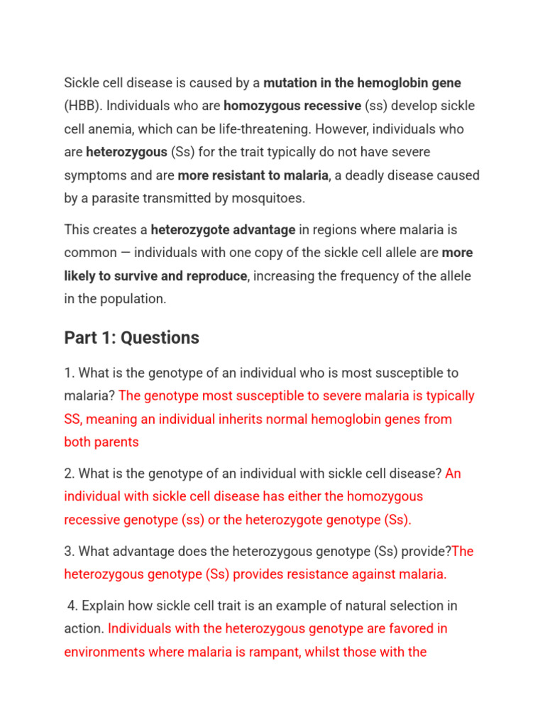 7.11 Sickle Cell and Genetic Diversity | PDF | Zygosity | Genotype