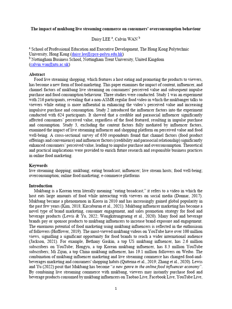 Mukbang and over consumption | PDF | Behavior | Consumer Behaviour