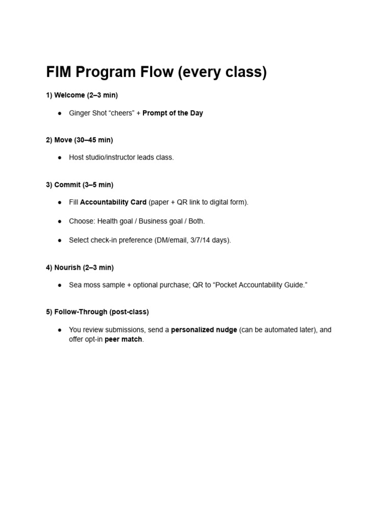 Friends in Motion Program Flow | PDF