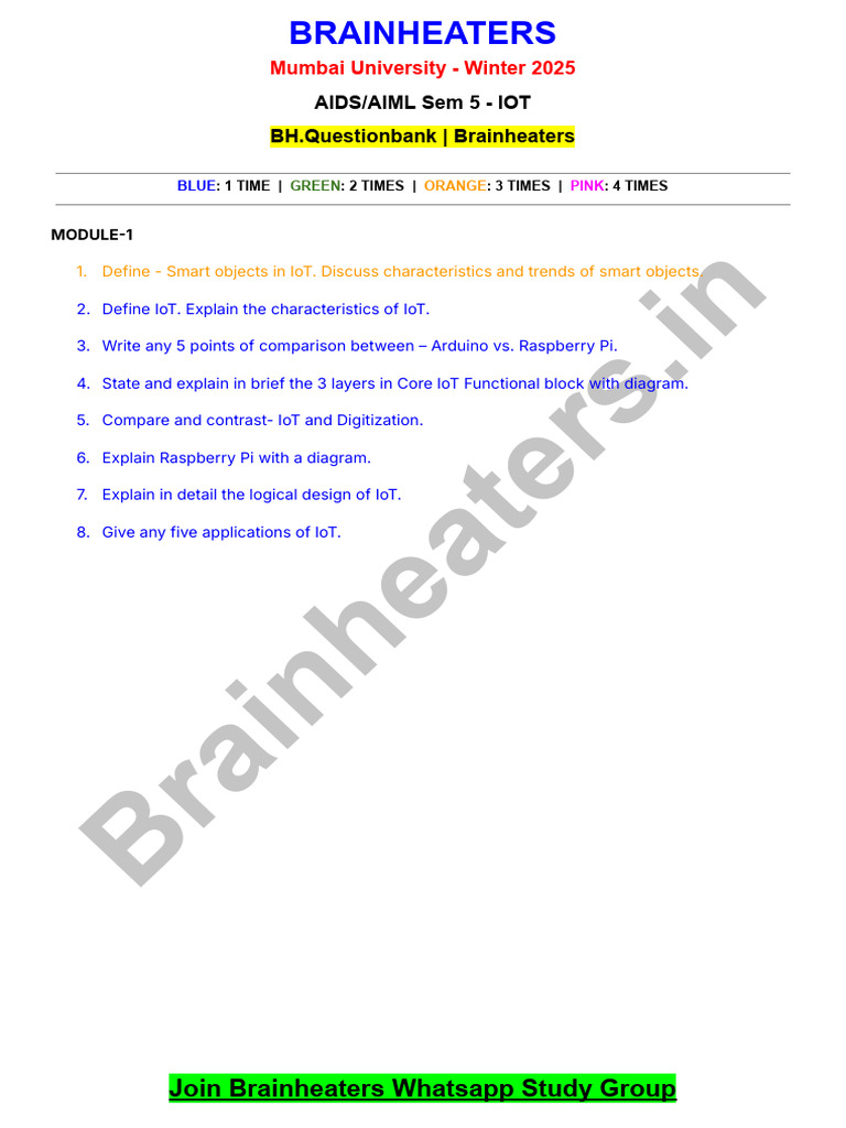 BH - IOT Sem5 QB | PDF | Internet Of Things | Computer Architecture