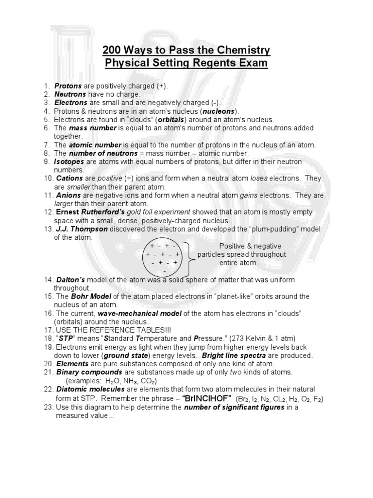 200 Tips for Chemistry Regents Success | PDF