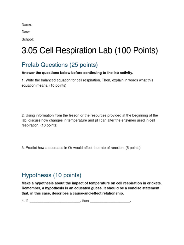 Cell Respiration Lab: Impact of Temperature | PDF