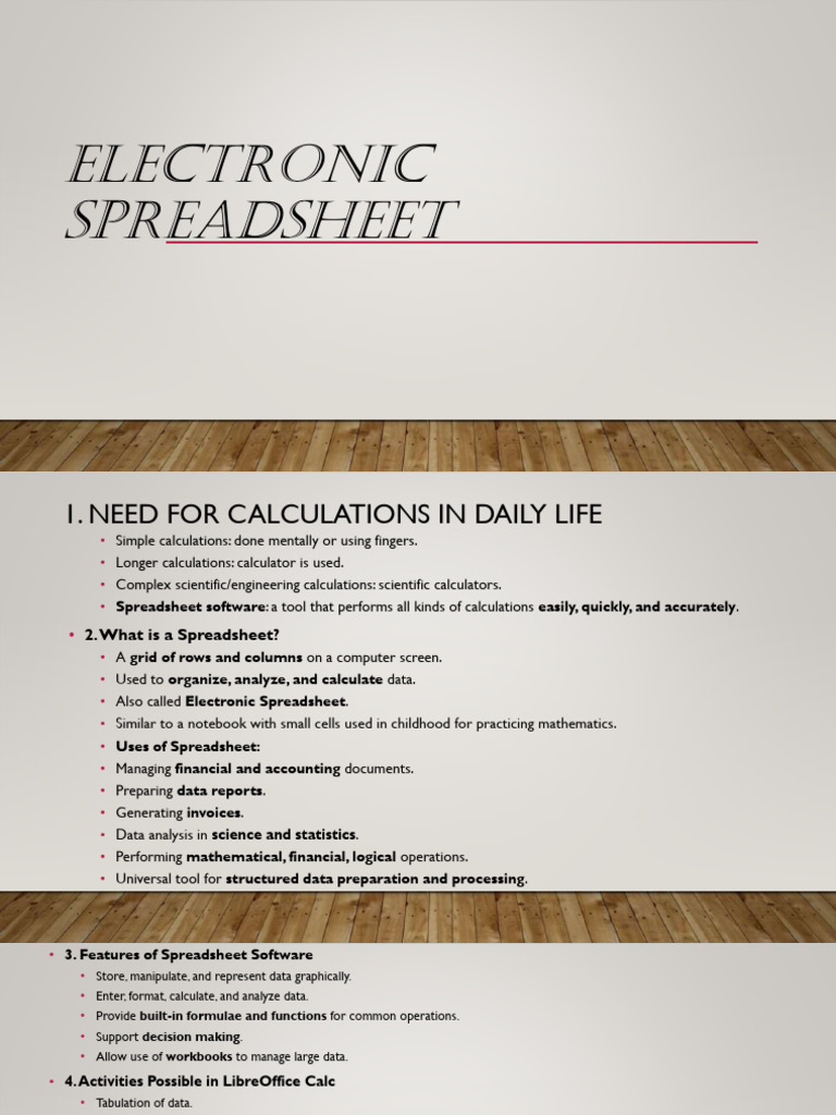 electronic spreadsheet | PDF | Spreadsheet | Computing