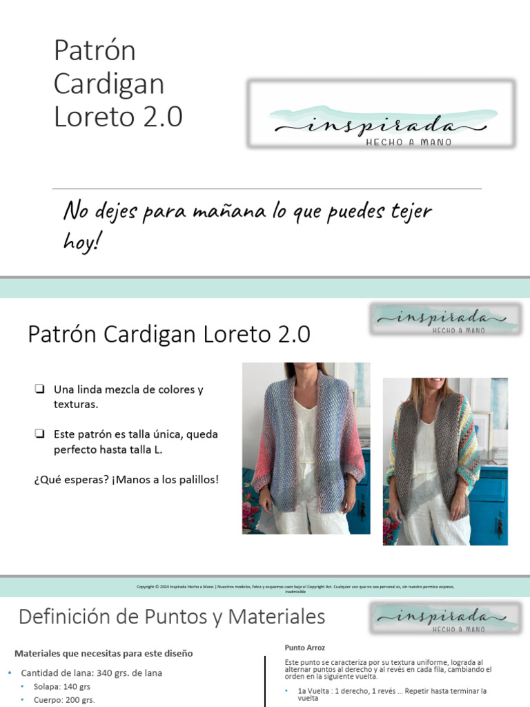 Patrón Cardigan Loreto 2.0 para Tejer | PDF