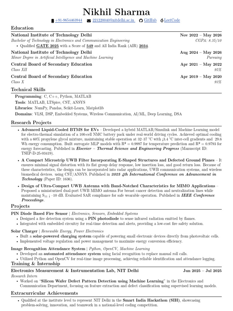 Nikhil Sharma's Engineering Portfolio | PDF | Electronics | Electrical ...