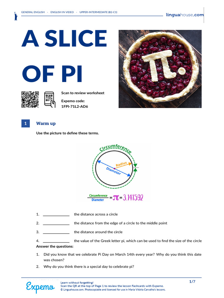 A Slice of Pi American English Teacher B2 C1 | PDF | Numbers | Pi