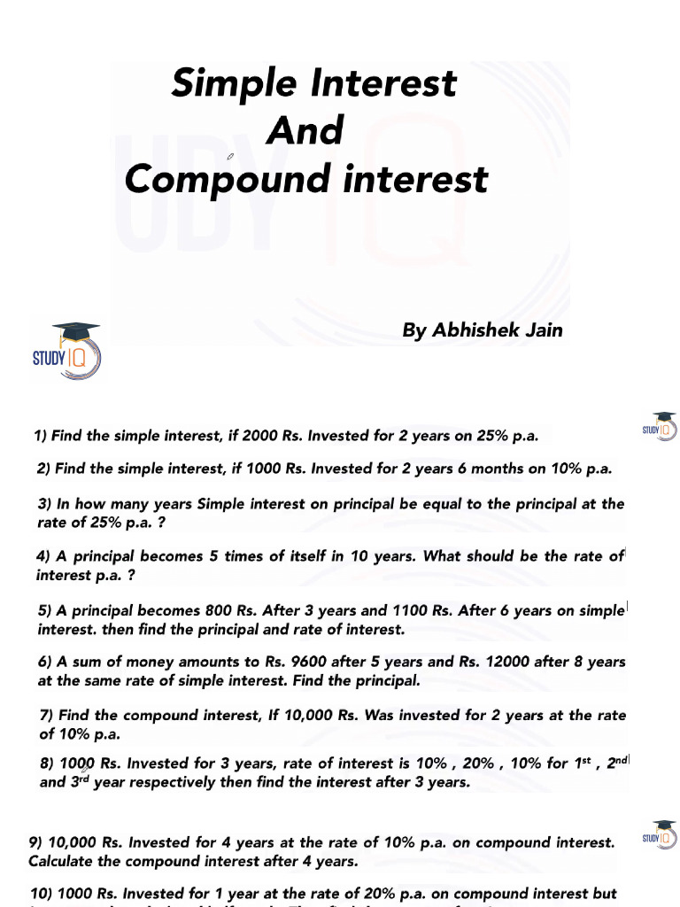 Simple and Compound Interest Part 1 | PDF