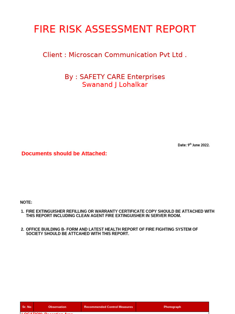 Fire Risk Assessment for Microscan | PDF